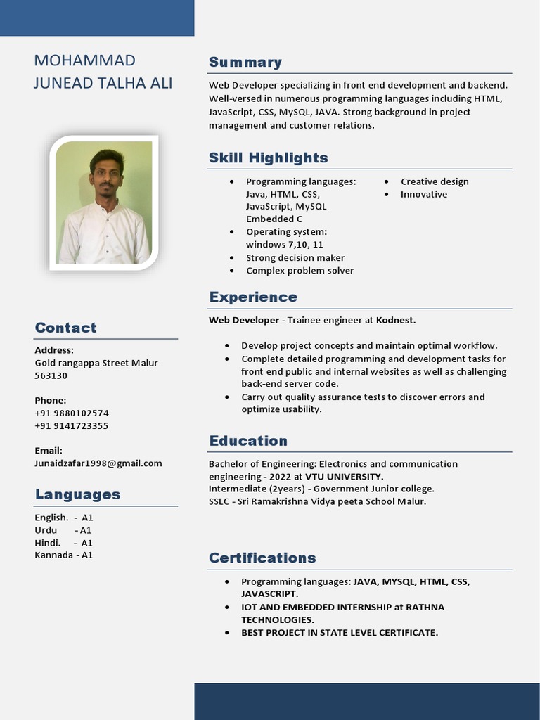 JUNAIDresumee | PDF