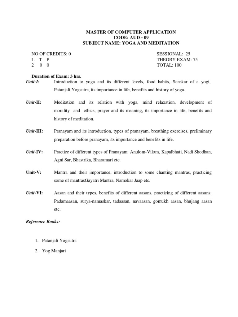 yoga syllabus | PDF