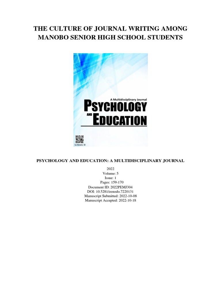 The Culture of Journal Writing Among Manobo Senior High School Students ...