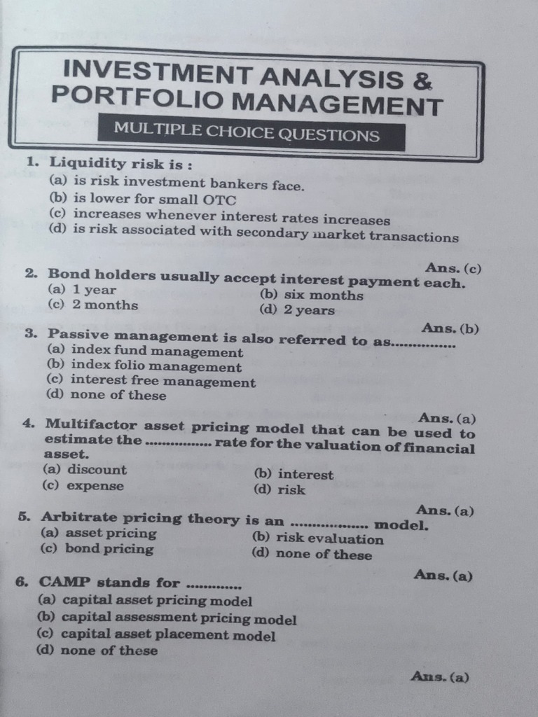 investment mcq 1 | PDF