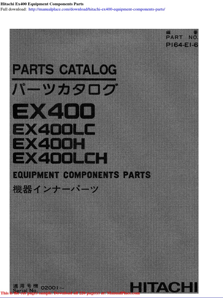 Hitachi Ex400 Equipment Components Parts | PDF