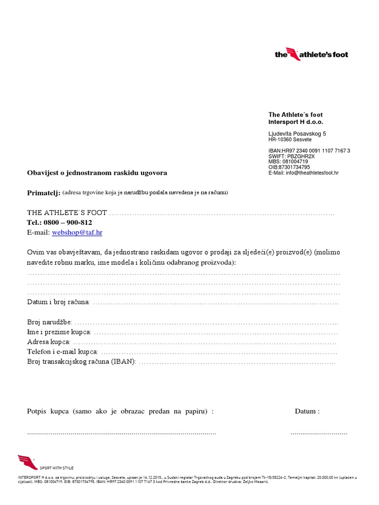 TAF Web Jednostrani Raskid Ugovora | PDF