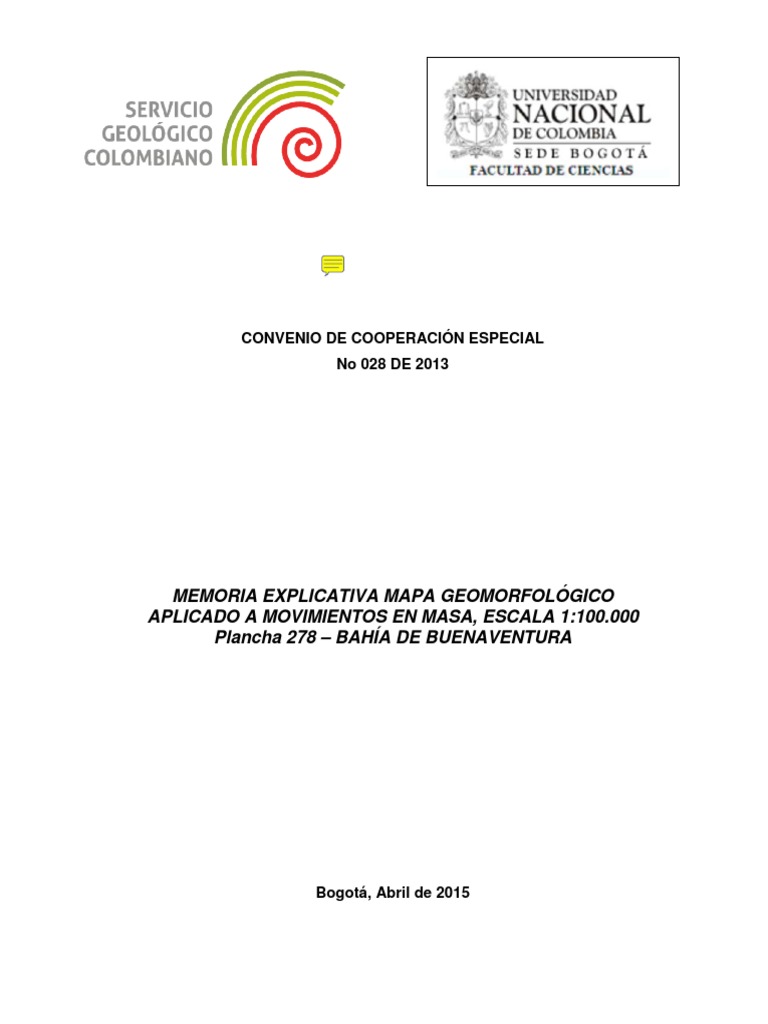 Memoria Explicativa Del Mapa Geomorfológico Aplicado A Movimientos en ...