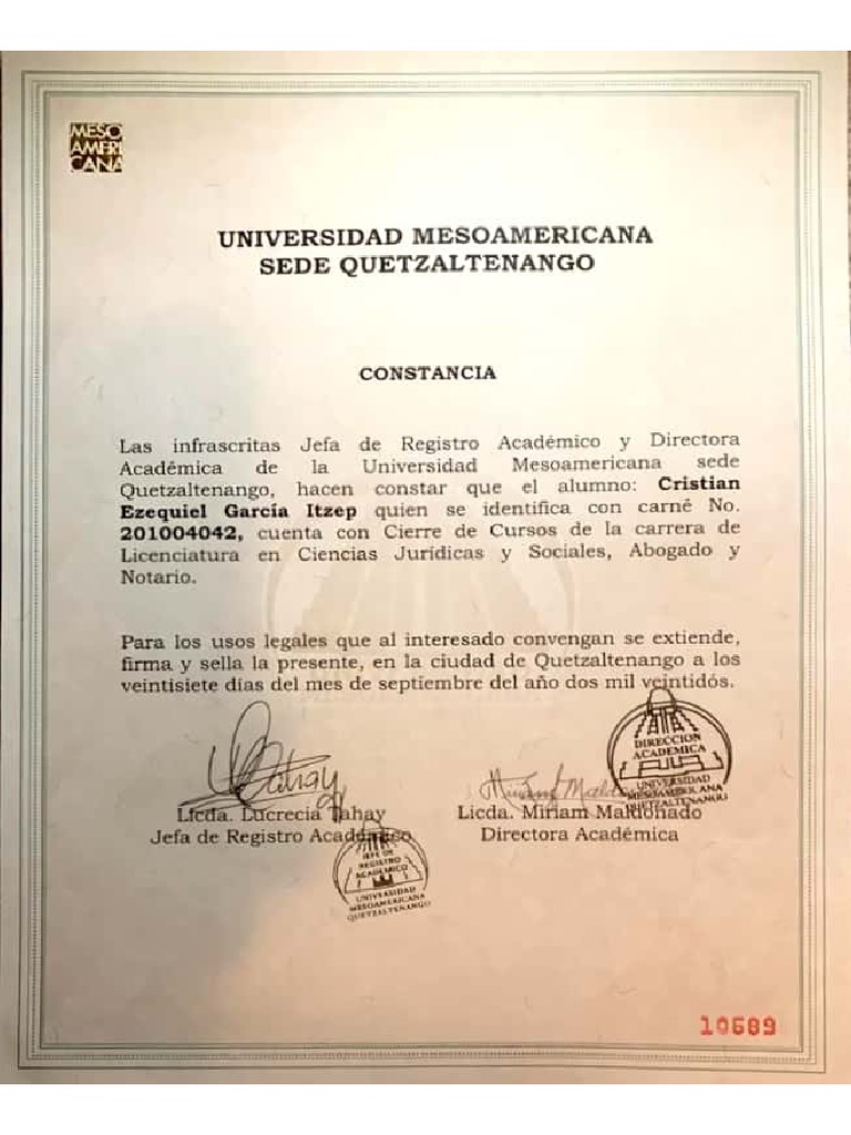 Certificación de Cierre de Pensum | PDF