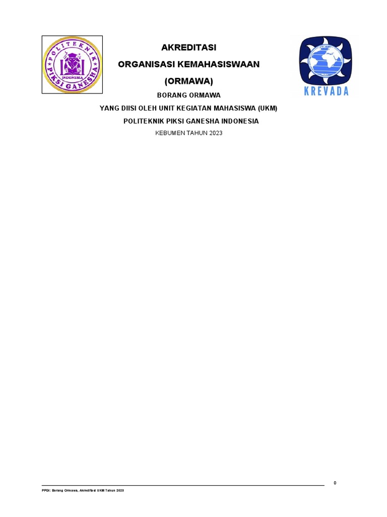 Pengisian Borang Akreditasi ORMAWA PPGI Kebumen KREVADA | PDF