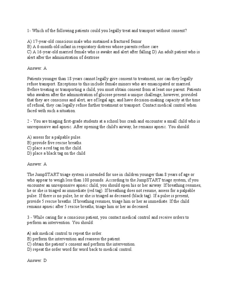 AEMT - Operations Exam Practice | PDF