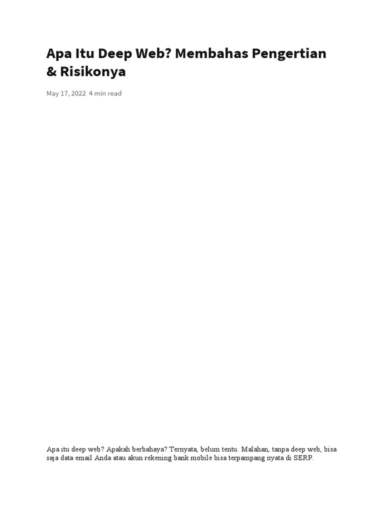 Apa Itu Deep Web | PDF