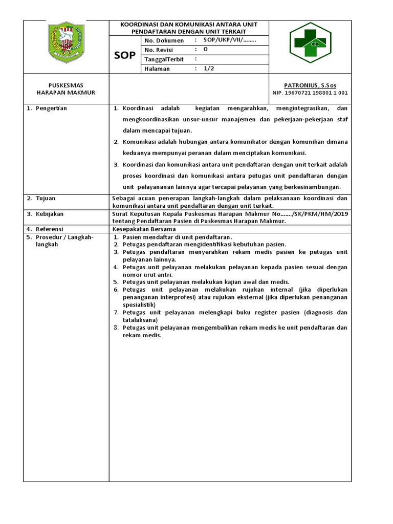 SOP-7.1.3 Koordinasi & Komunikasi | PDF