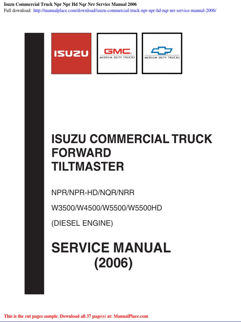 Isuzu Commercial Truck NPR NPR HD NQR NRR Service Manual 2006 | PDF