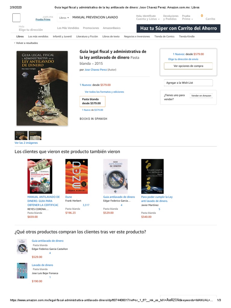 Guia Legal Fiscal y Administrativa de La Ley Antilavado de Dinero - Jose Chavez Perez - Amazon ...