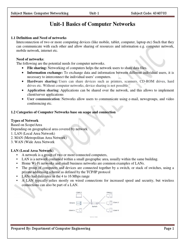 Unit 1 | PDF | Network Topology | Computer Network