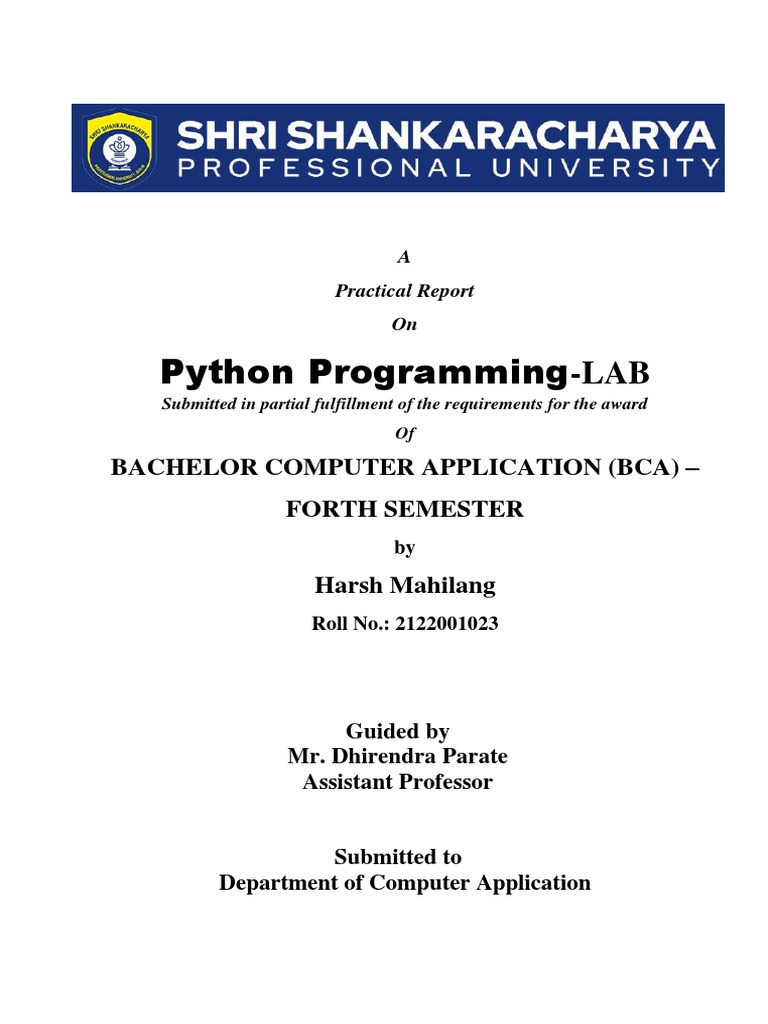 BCA Python Lab Report | PDF