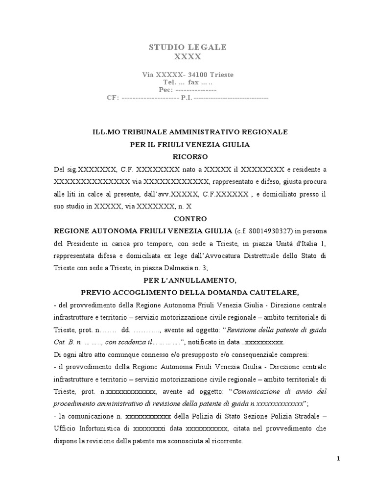 Esempio Ricorso | PDF