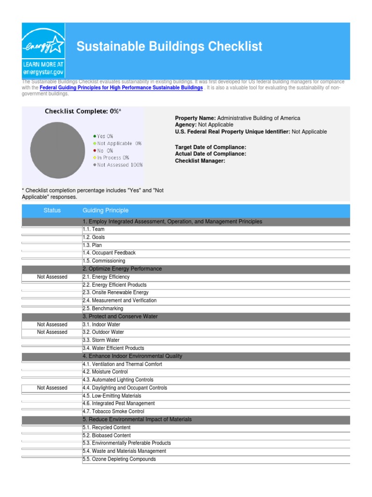 Sustainable Buildings Checklist Template | PDF | Green Building ...