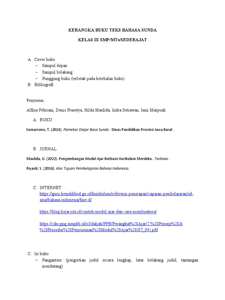 Kerangka Buku Teks Kel. 3 | PDF