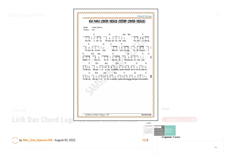 Lirik Dan Chord Lagu Ku Mau Cinta Yesus Selamanya | PDF Lirik Dan Chord Lagu Ku Mau Cinta Yesus Selamanya | PDF