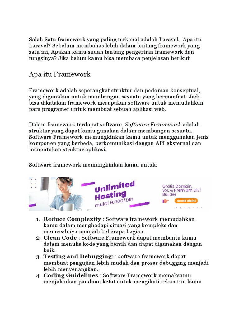 Salah Satu framework yang paling terkenal adalah Laravel | PDF