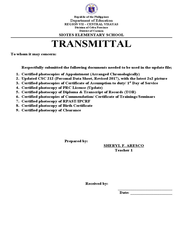 Document Submission for File Update | PDF
