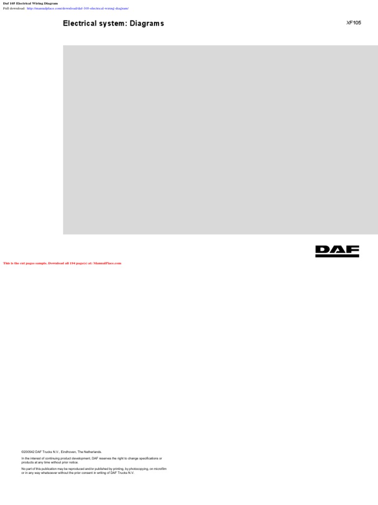 Daf 105 Electrical Wiring Diagram | PDF | Power Supply | Truck