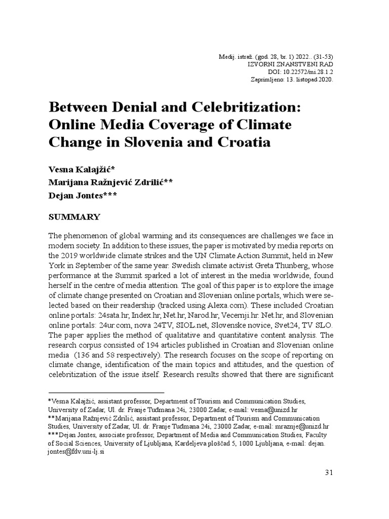 Between Denial and Celebritization - Online Media Coverage of Climate ...