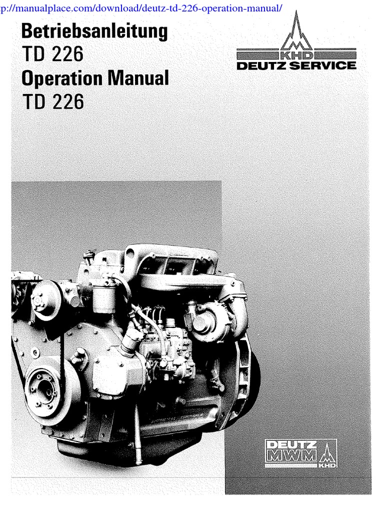 Deutz TD 226 Operation Manual | PDF