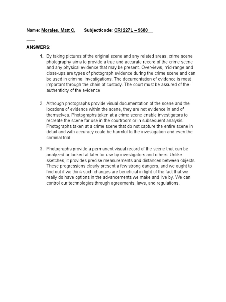 CRI 227 - Assignment No. 1 | PDF