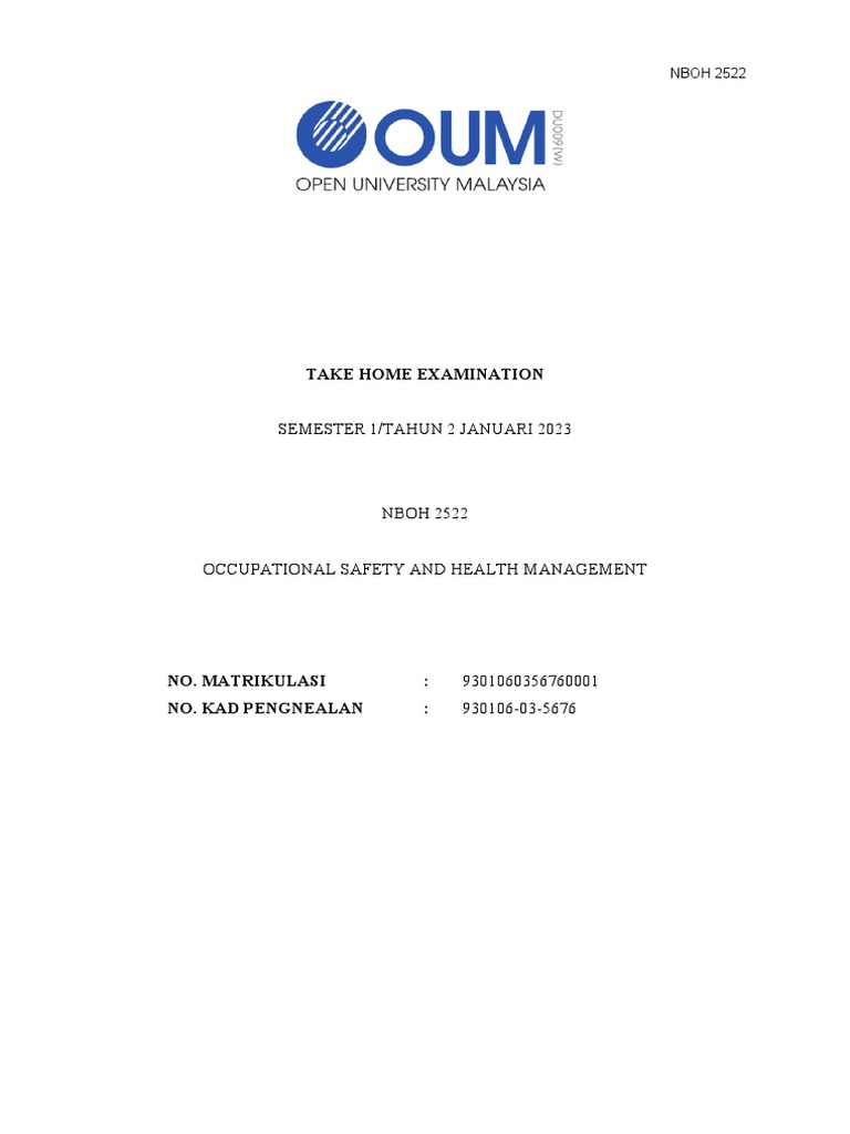 Template Take Home Examination Osha | PDF