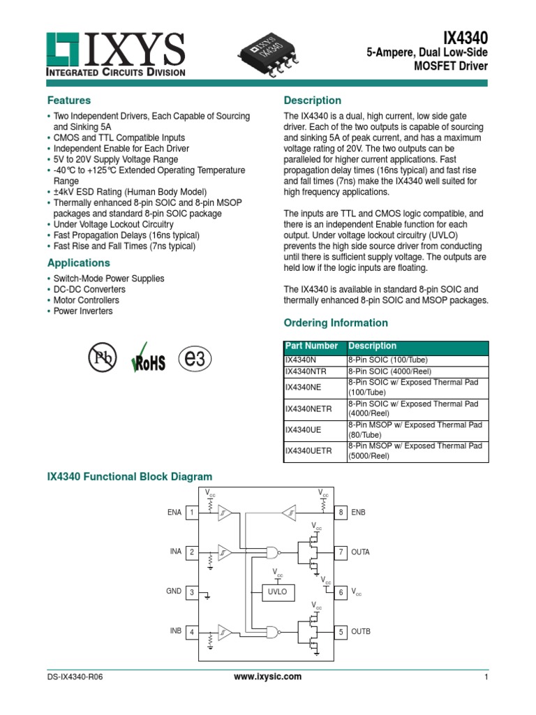 IX4340 | PDF | Logic Gate | Electrical Circuits