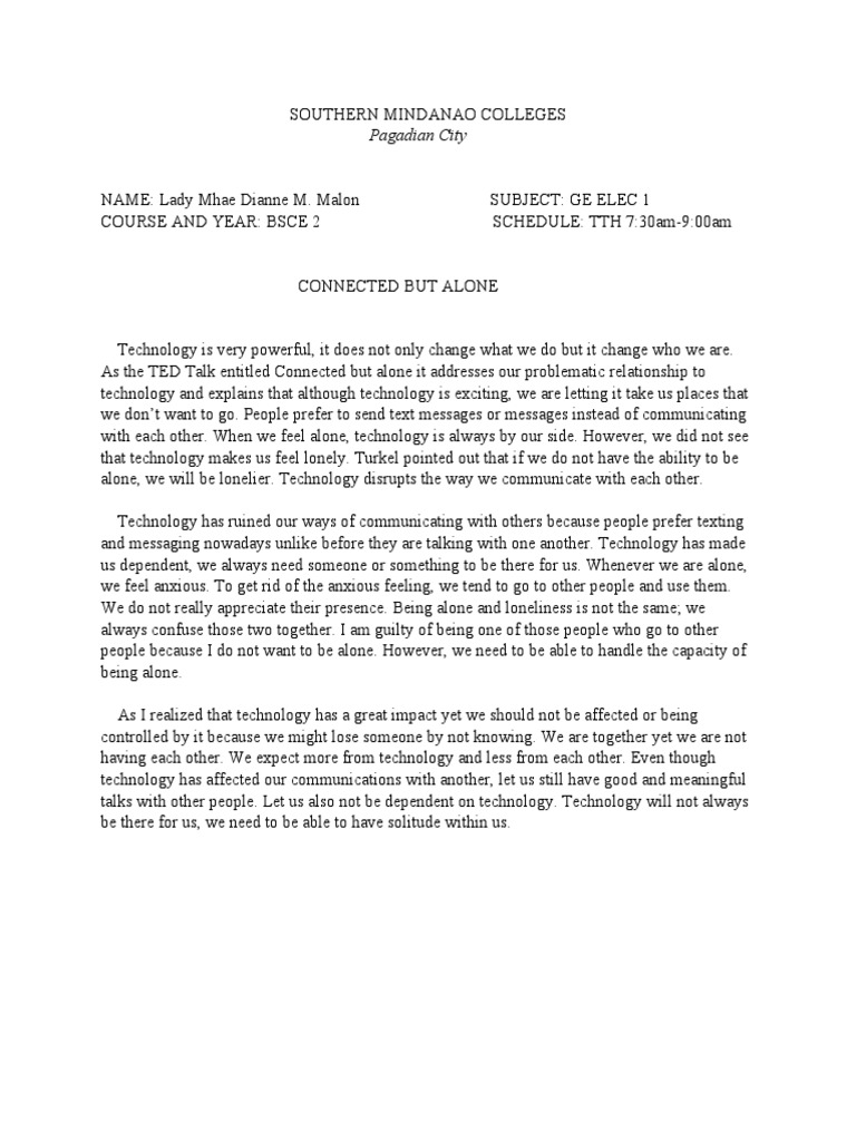 Connected But Alone | PDF