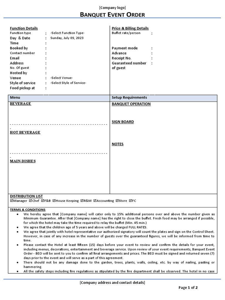 BEO_Format Sample | PDF