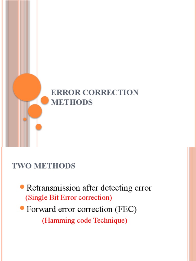 Error Correction Methodshamming Code Pdf Error Detection And Correction Data