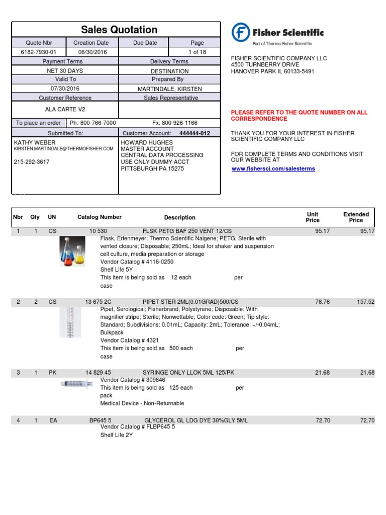 Scientific Sales Quotation Sample Template-43491 | PDF | Filtration ...