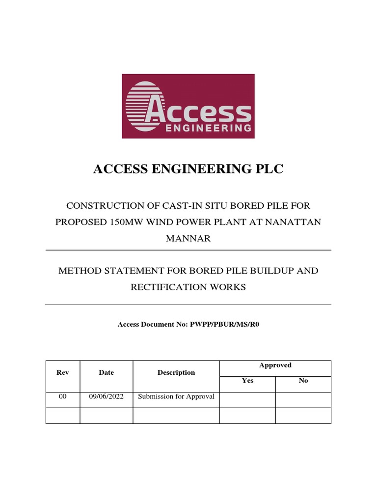 Bored Pile Buildup Method Statement | PDF | Science & Mathematics ...