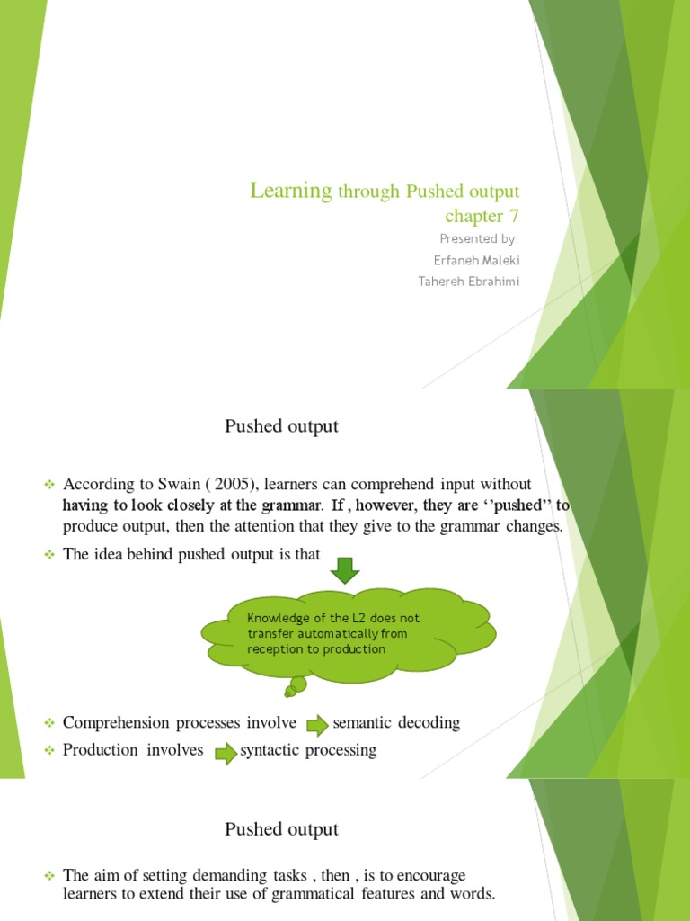 Learning Through Pushed Output | PDF | Learning | English As A Second Or Foreign Language
