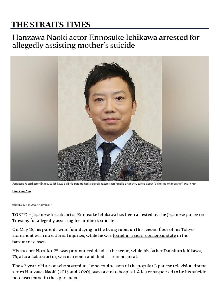 Hanzawa Naoki Actor Ennosuke Ichikawa Arrested For Allegedly Assisting ...