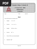 2020 Grade 10 Maths First Term Paper English Medium Nalanda College ...