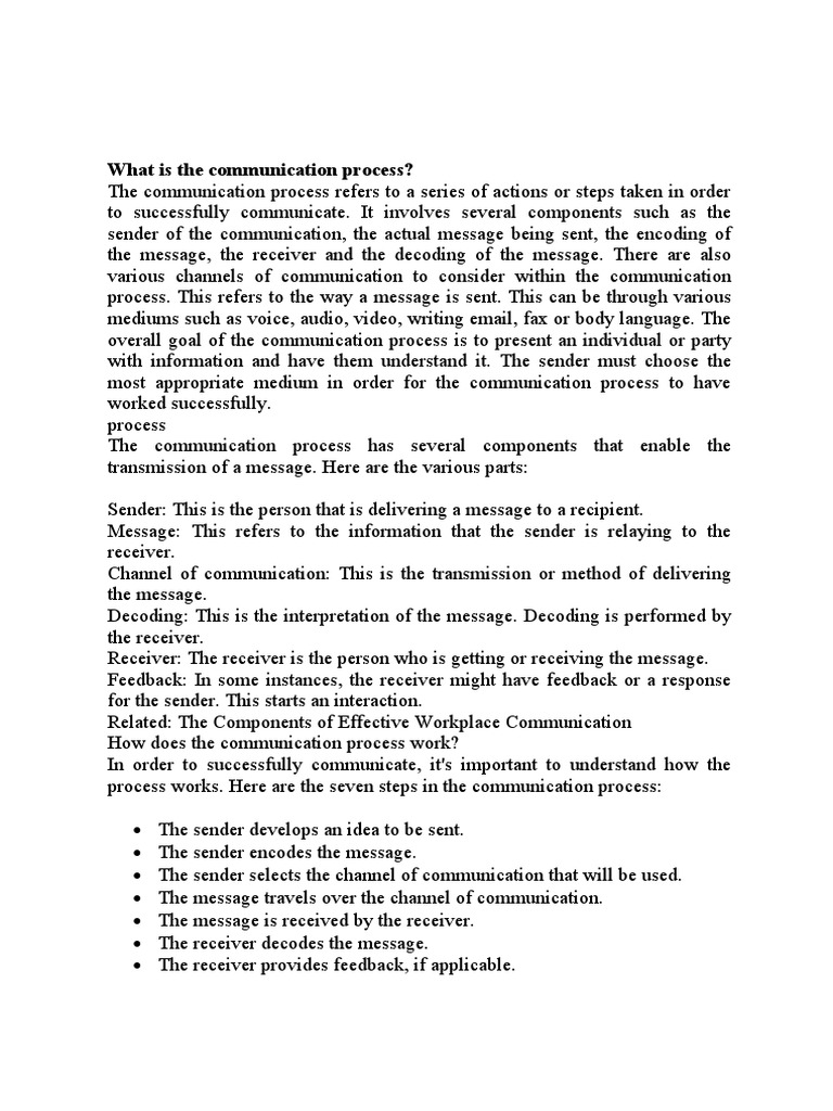 Communication Process | PDF | Communication | Nonverbal Communication