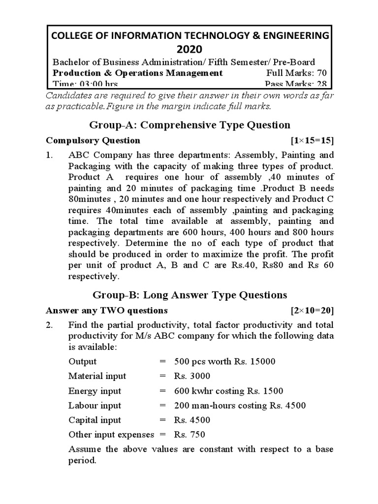 Bba V Production & Operation Management | PDF | Economies | Business