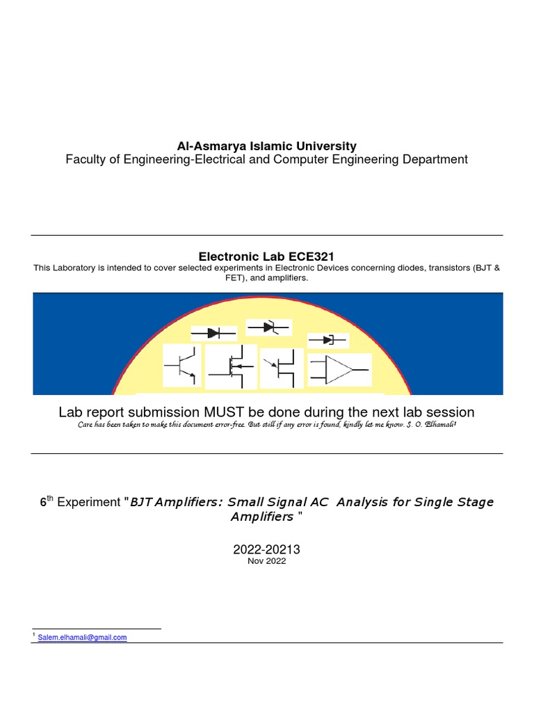 ECE321 - 6th EXP | PDF | Amplifier | Bipolar Junction Transistor