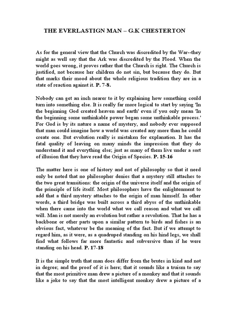 The Everlasting Man - GK Chesterton | PDF The Everlasting Man - GK Chesterton | PDF