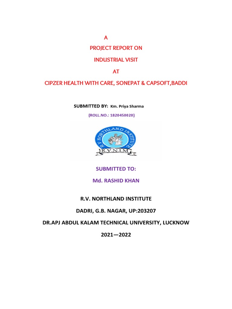 Priya Sharma Industrial Visit Report | PDF