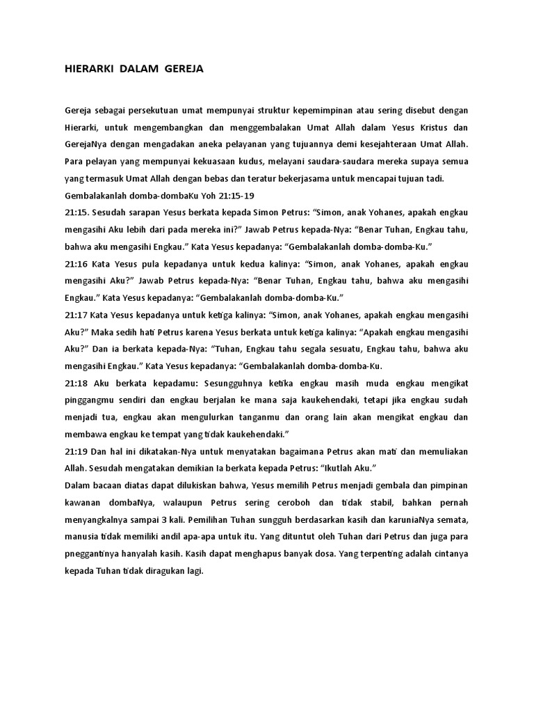 Struktur Hierarki Gereja Katolik | PDF