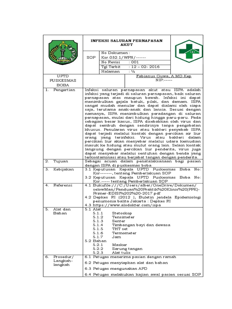 SOP PENYAKIT ISPA | PDF