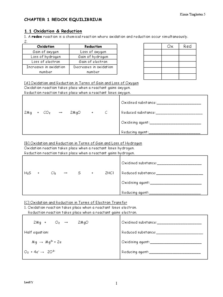 F5C1 Redox Equilibrium | PDF | Redox | Rust