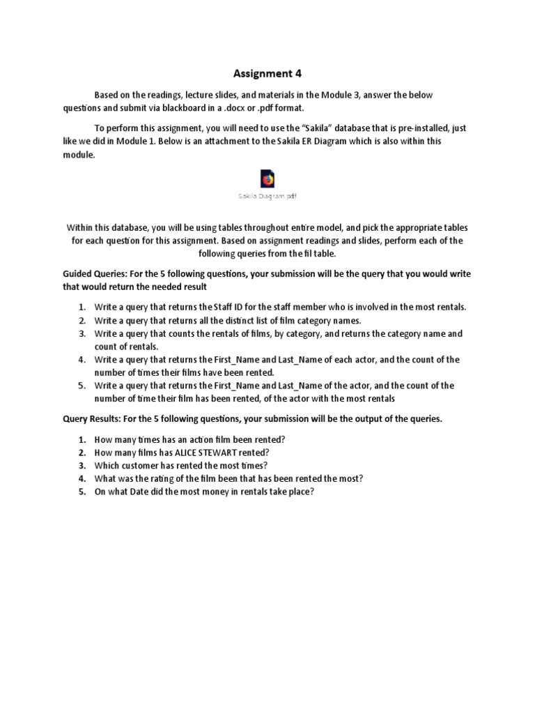 Assignment 4 - Joining and Advanced Multiple Table Queries | PDF
