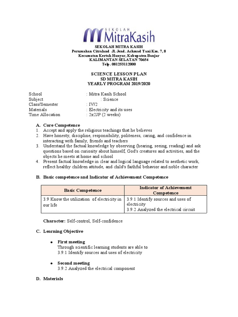 RPP Science Unit 9 - Electricity and Its Uses | PDF