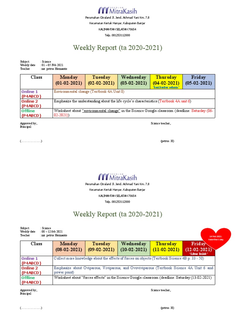 Weekly Science P4 February 2021 PDF | PDF