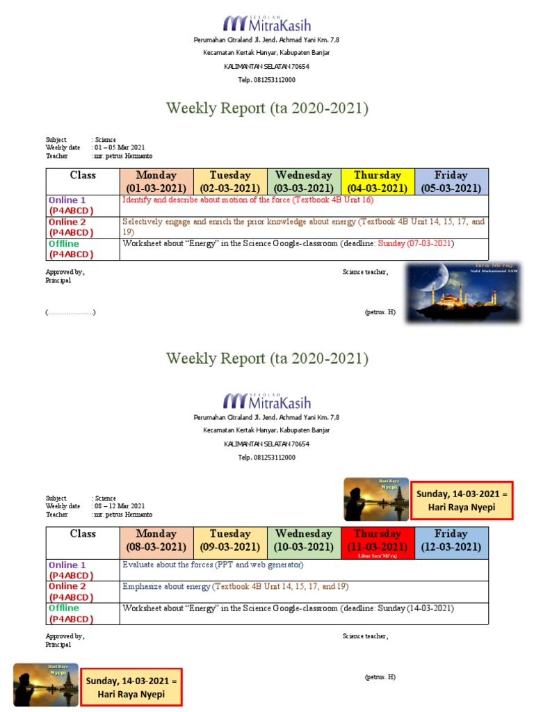 Weekly Science P4 Maret 2021 | PDF