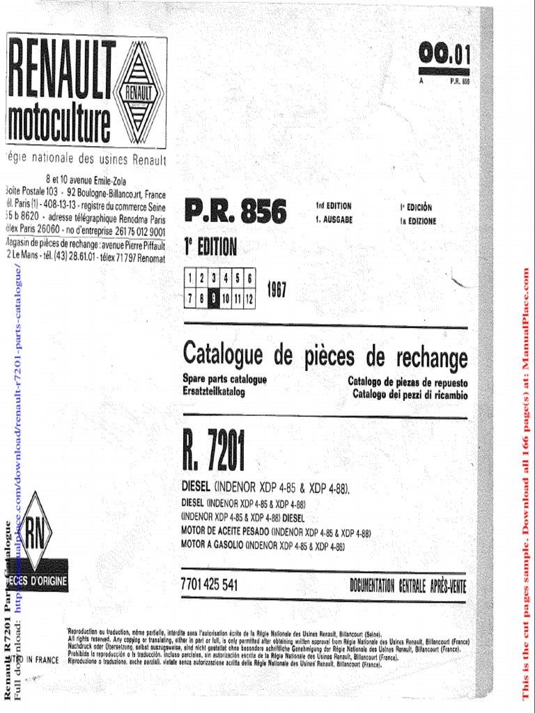 Renault R7201 Parts Catalogue PDF | PDF