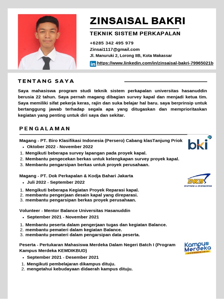 CV Zinsaisal Bakri | PDF